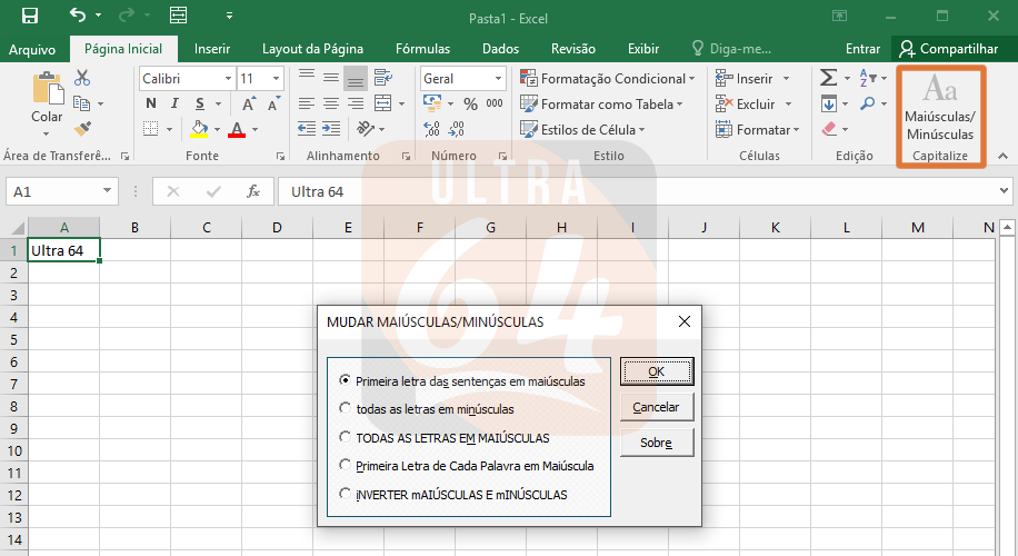 Como alterar o texto no excel entre maiúsculas e minúsculas