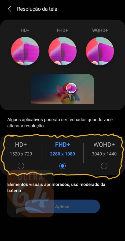 Como alterar a resolução da tela no Samsung Galaxy HD, FHD, WQHD
